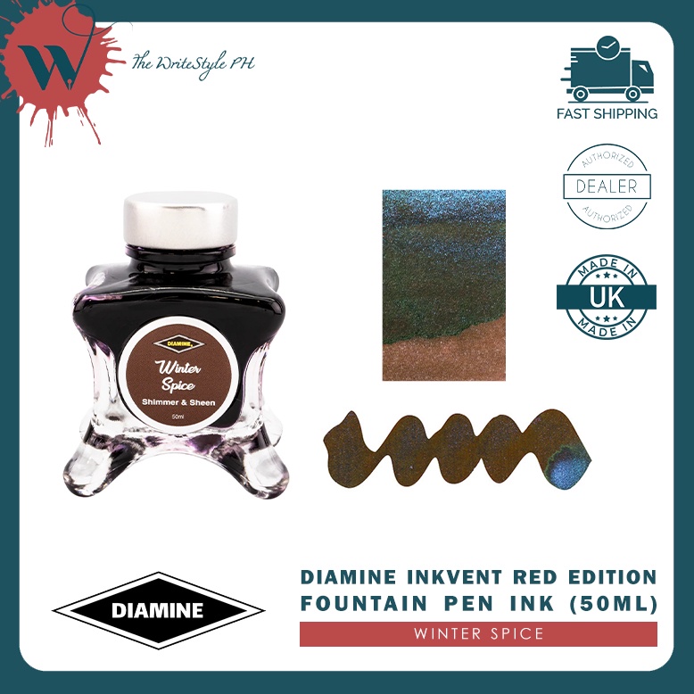 Diamine Inkvent Fountain Pen Ink [50ml] Red Edition (Shimmer & Sheen ...