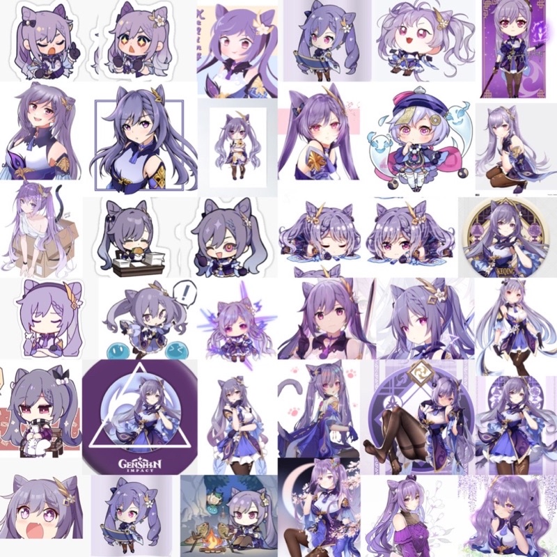 Keqing Genshin impact Sticker 30-60 different silk-pressed photos ...