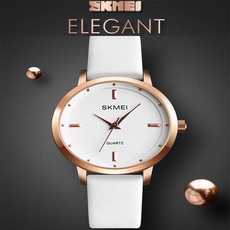 SKMEI Women Quartz Watches Luxury Leather Strap Waterproof Bracelet ...