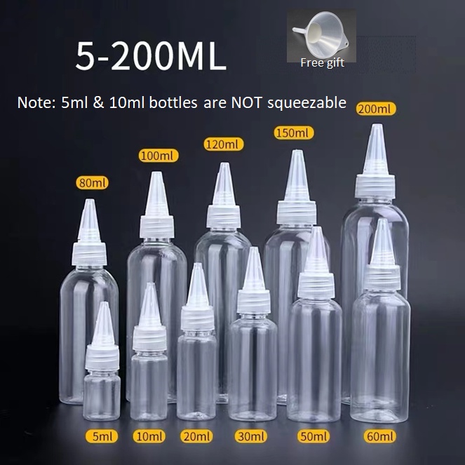 50/100pcs 5ml ~100ml Clear Squeezable Dropper Bottles Oil Ink Glue ...