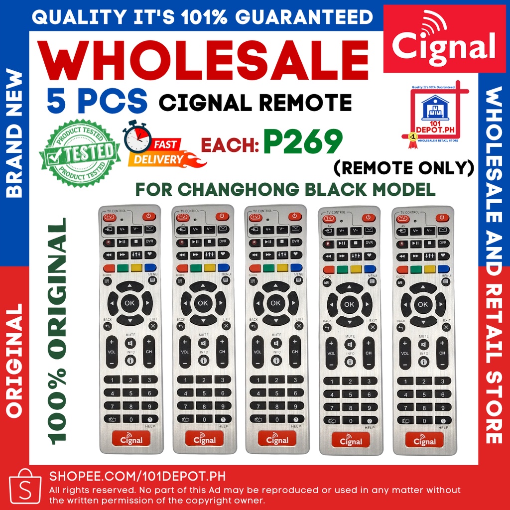 CIGNAL CHANGHONG BLACK MODEL REMOTE COLOR SILVER 5 PCS (P269 EACH ...
