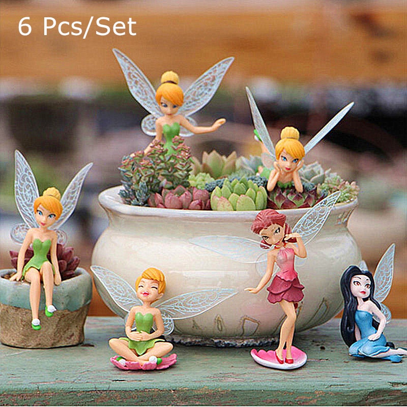 6Pcs Flower Fairy Pixie Fly Wing Family Miniature Artificial Garden ...