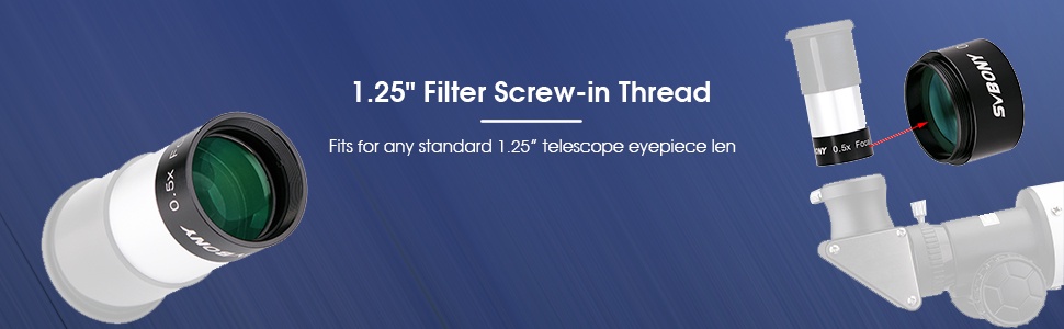 SVBONY Reducer for Telescope 0.5X Focal Reducer 1.25 inches Fully Multi ...