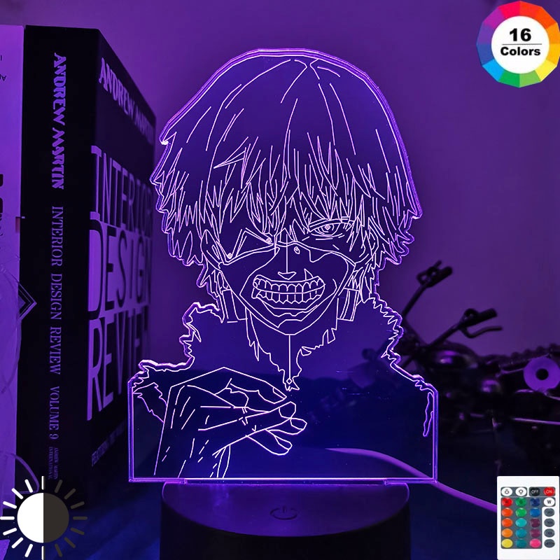 Anime 3d Lamp Tokyo Ghoul Ken Kaneki for Bedroom Decor Nightlight Cool ...