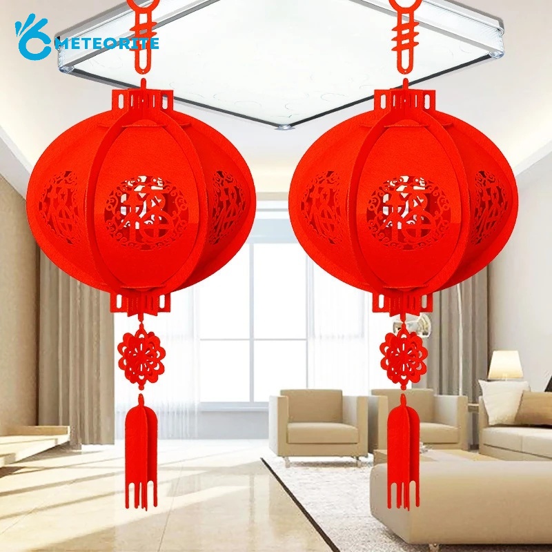 30CM Good Luck Red Blessing Lantern/ DIY Non-woven Fabric Hanging ...