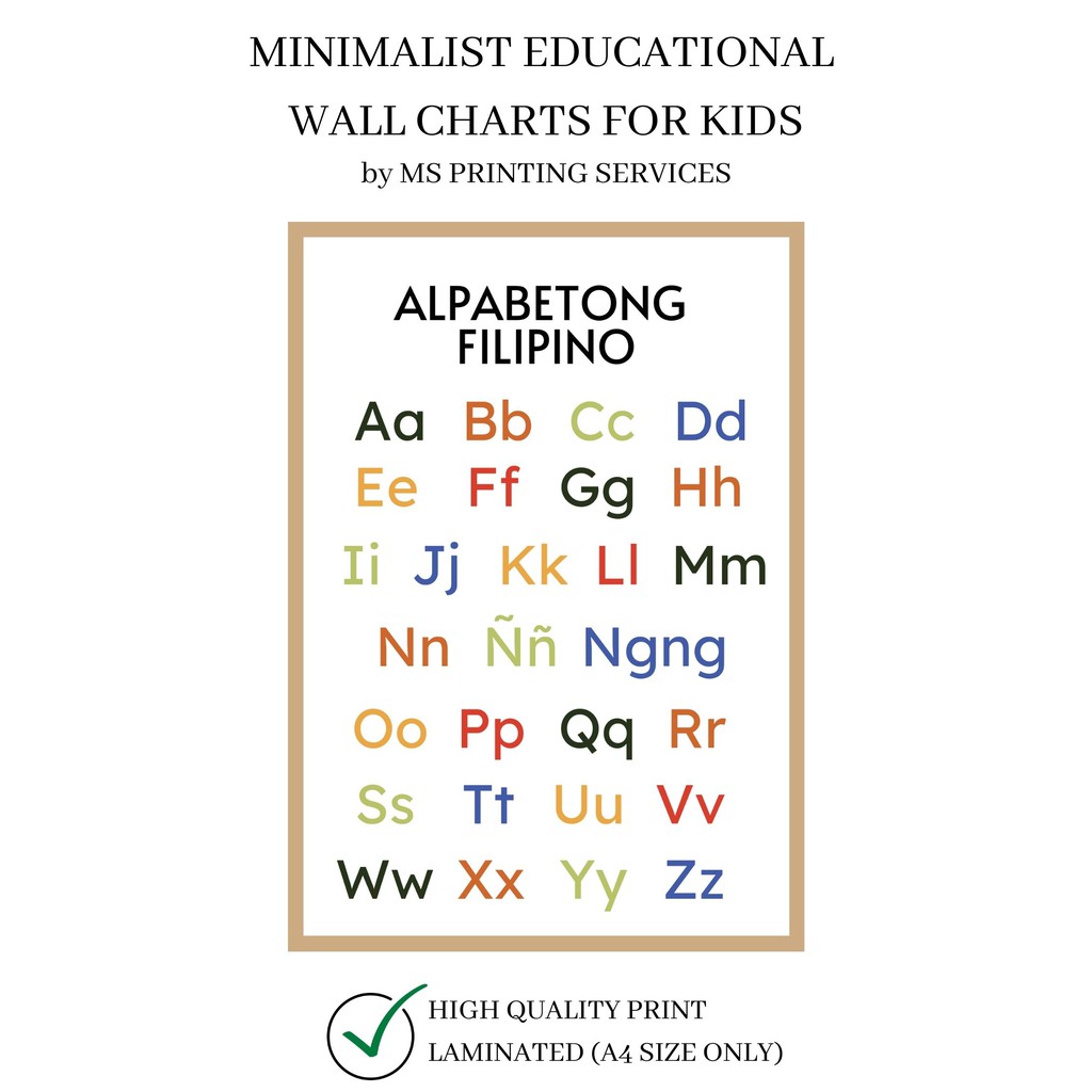 Laminated Minimalist Educational Wall Chart for Kids (Alpabetong ...