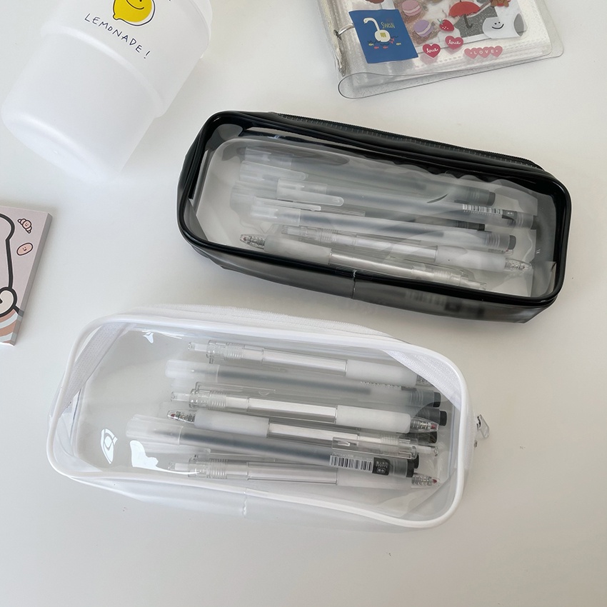 Simple Transparent PVC Waterproof Pencil Case Cute Students Pen Bag INS ...