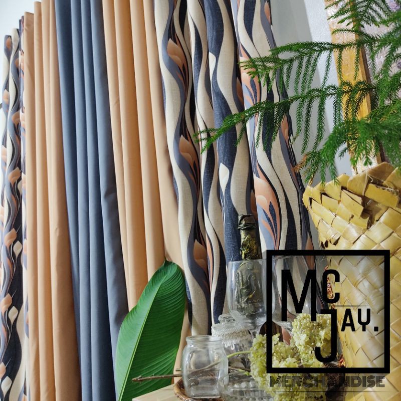 MCJAY - 5in1 Gray Tulips Ring Curtain Set (6ft/7ft) - Sold per PIECE ...