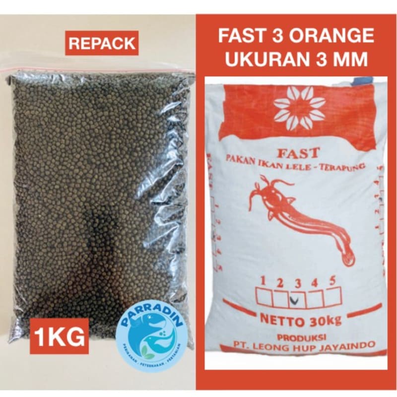 Catfish Feed/Tilapia/Mujair Floating FAST ORANGE 3MM 1KG Repack ...
