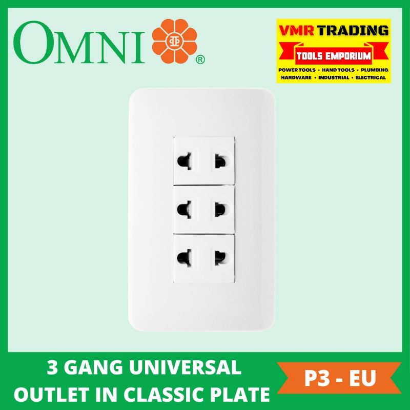 OMNI 3-Gang Universal Outlet in Classic Plate (VMR TRADING) | Shopee Philippines