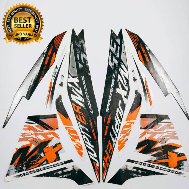 Yamaha Jupiter mx new 135 2014 black orange motorbike striping stickers ...