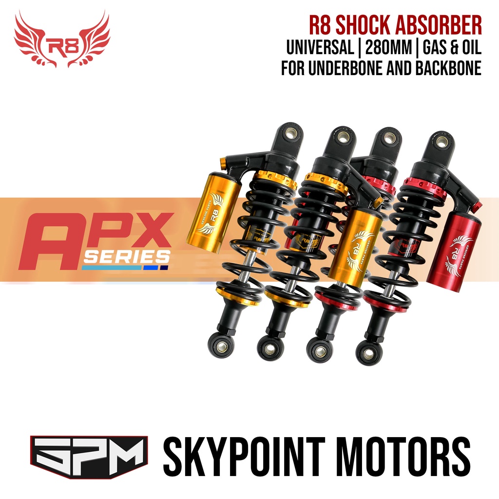 UNIVERSAL SHOCK ABSORBER 280MM WITH GAS TANK R8 WAVE/XRM/SMASH (9856 ...