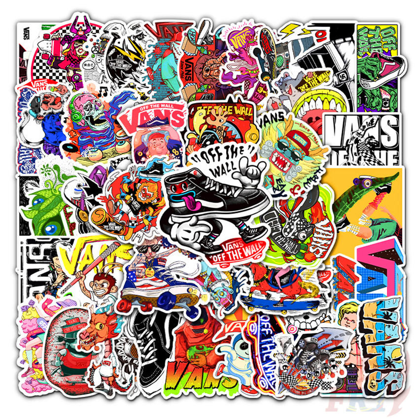 50Pcs Cartoon Vans Waterproof Stickers Skateboarding Snowboard Retro ...