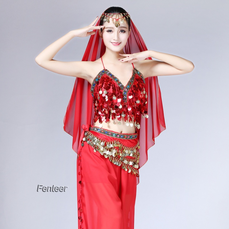 [ Belly Dance Beaded Bra Sequins Tassel Top Dancing Singer Costume ...