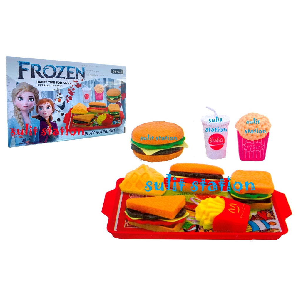FROZEN ELSA ANNA FOOD SNACK LUNCH HAMBURGER FRIES SODA COLA SANDWICH ...