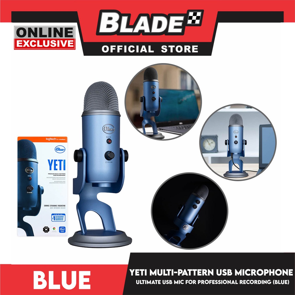 BlueYeti Premium Multi-Pattern USB Microphone With Blue Voice For ...