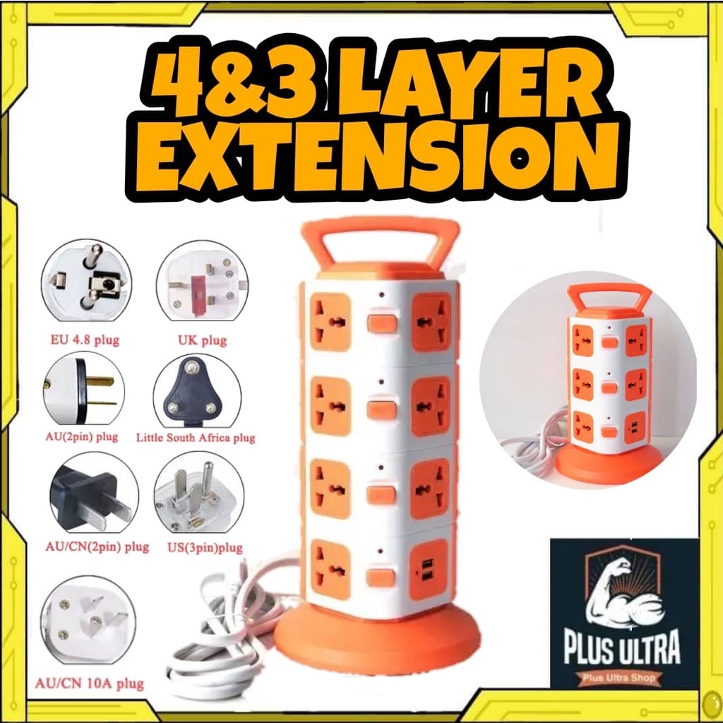 MULTIFUNCTIONAL 4LAYER /3 LAYER TOWER STYLE VERTICAL SMART SOCKET WITH ...