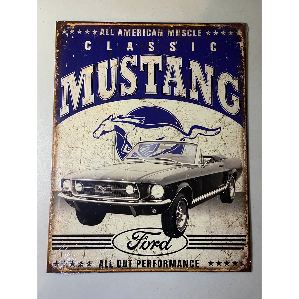 Classic Ford Mustang Performance - Vintage Tin Sign - Man Cave Garage ...