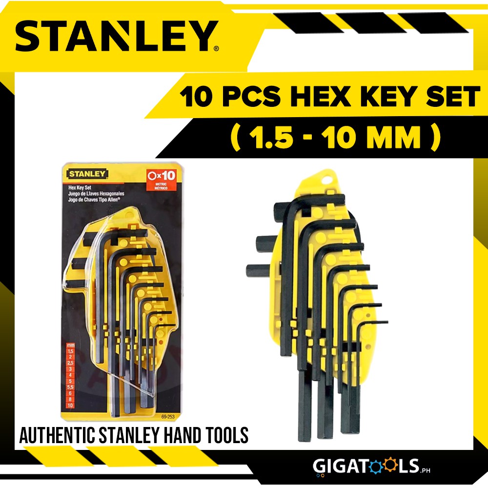 Stanley 10pcs Hex Allen Key Set ( 1.5 - 10mm ) ( 69-253-22 ) | Shopee ...