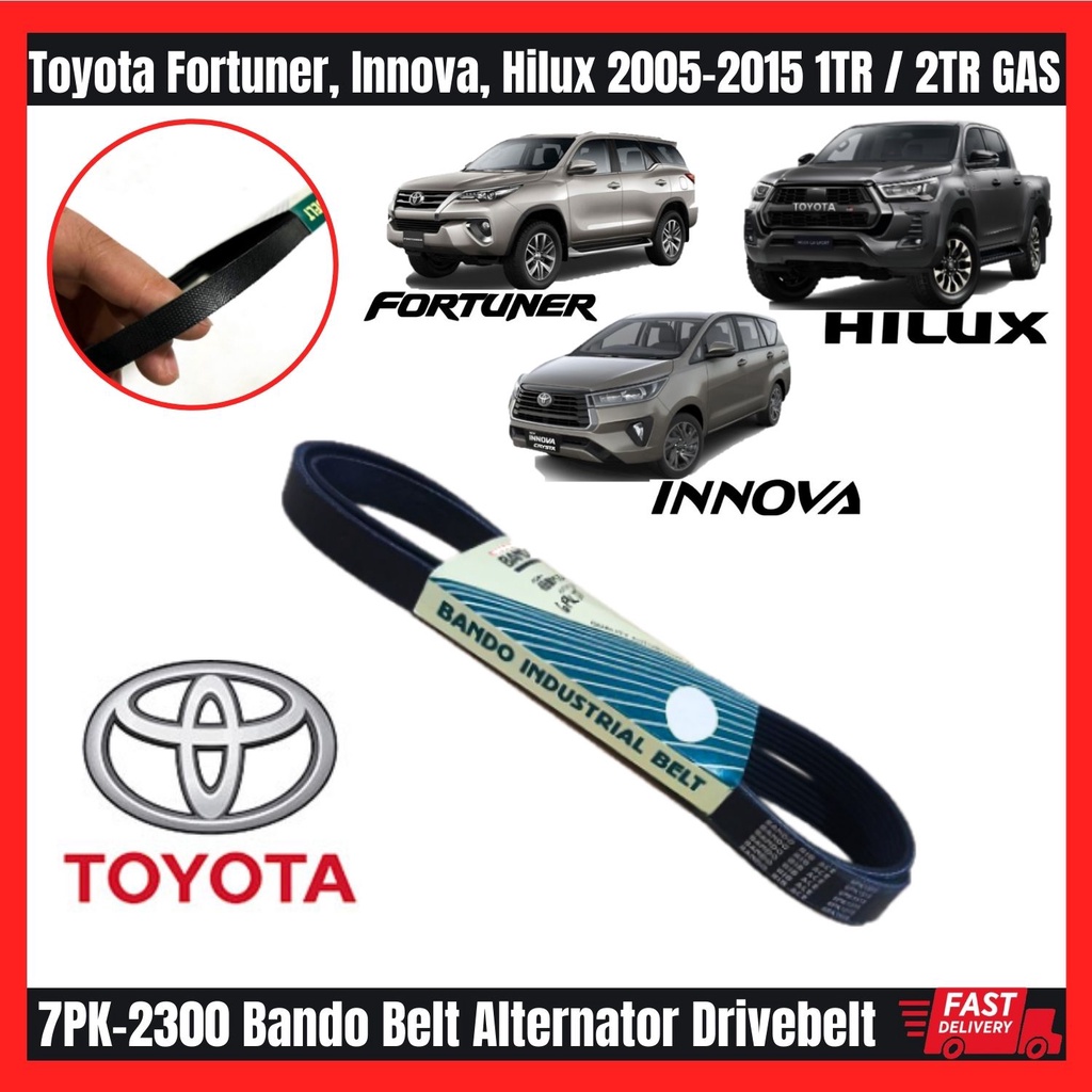 7PK-2300 Bando Belt Alternator Drivebelt for Toyota Fortuner, Innova ...