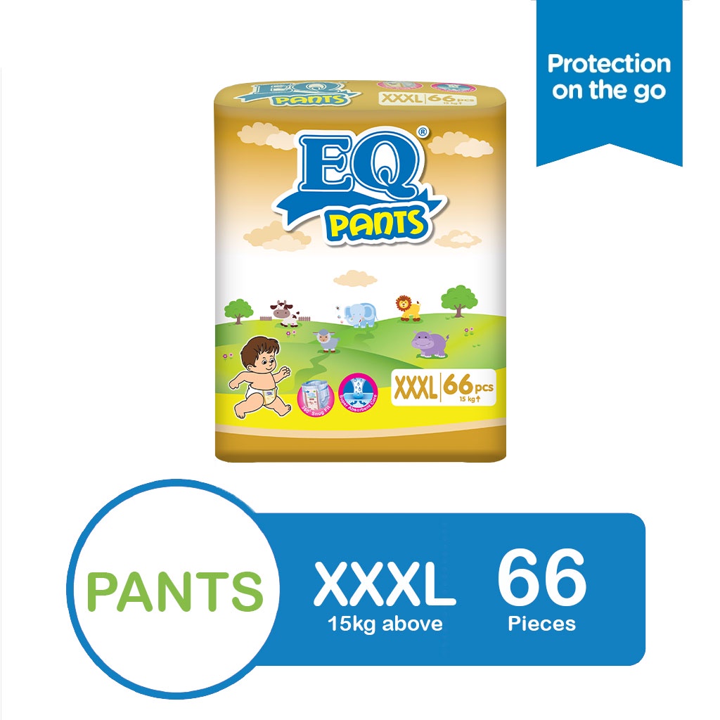 EQ Pants Mega Pack XXXLarge 66's + 6 Free Pads - Pants Baby Diapers ...