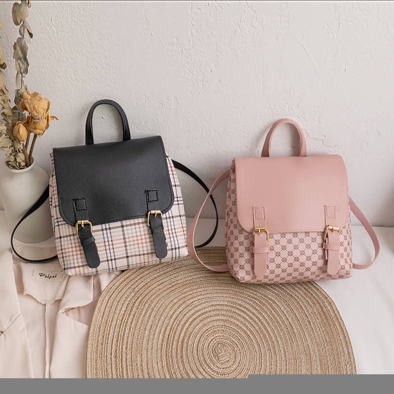 Graphics Plaid Design Mini Backpack Bag For Women Fashionable Wears ...