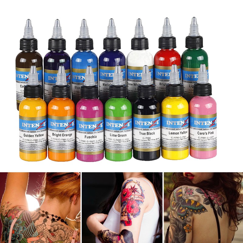 Professional Tattoo Ink Monochrome 14Colors Set 30ml Bottle Tattoo ...