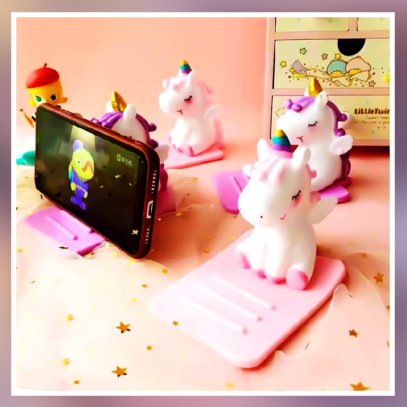 Unicorn Phone Holder Desktop Bracket Cute Cartoon Stand Multi-Function ...