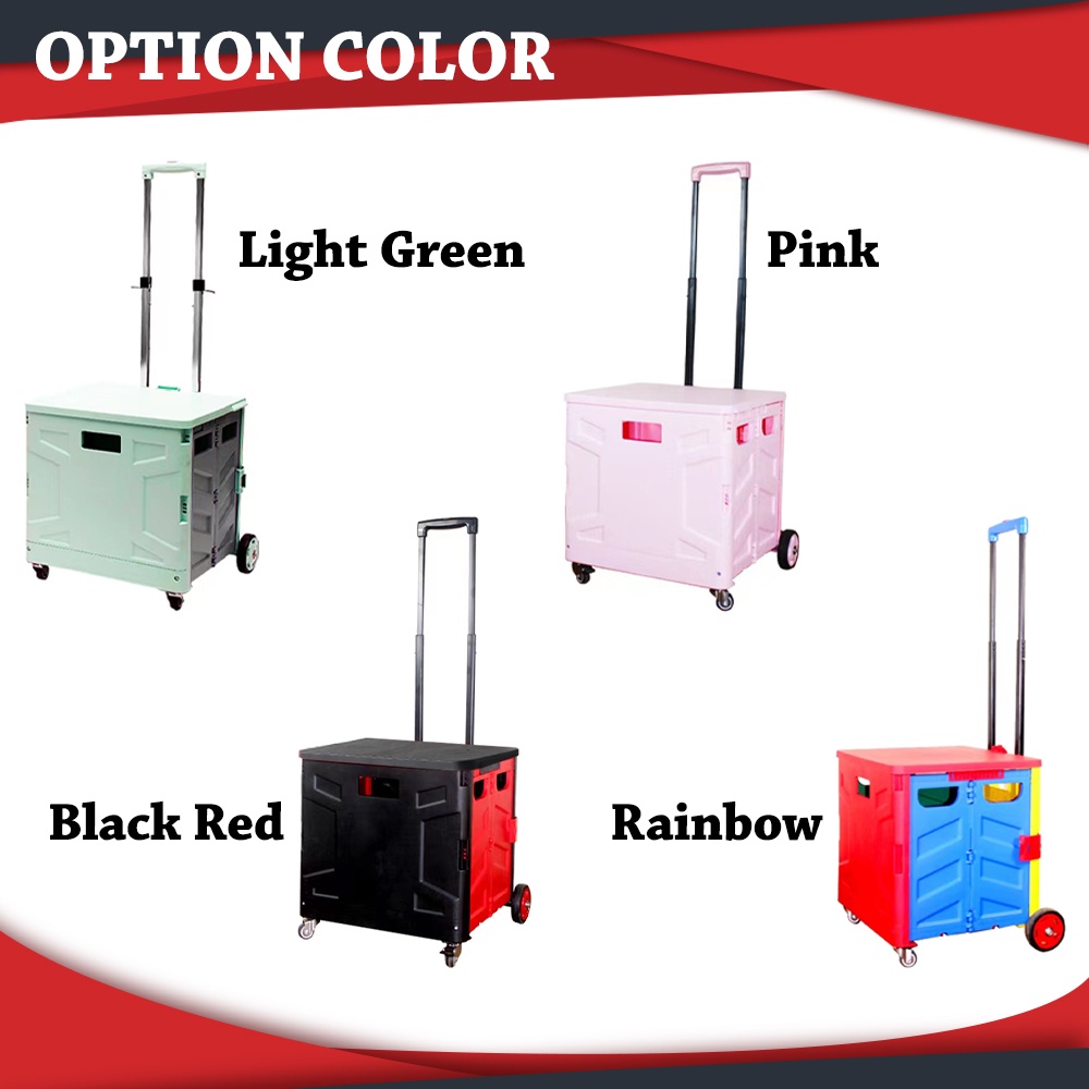 [No Restock] Borong365 75L Foldable Shopping Cart Foldable Trolley ...