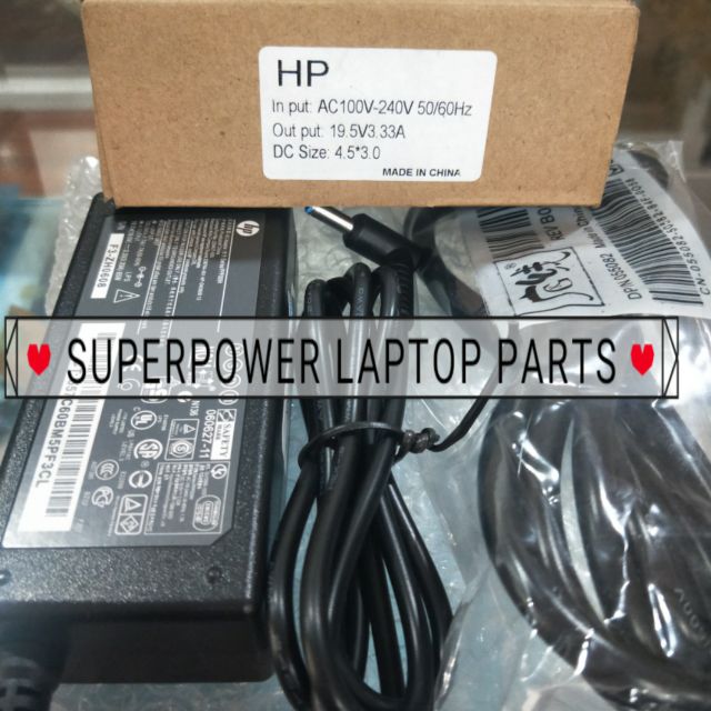Hp Ac adapter Laptop Charger power supply for HP 19.5v 3.33a 65w 4.5*3. ...