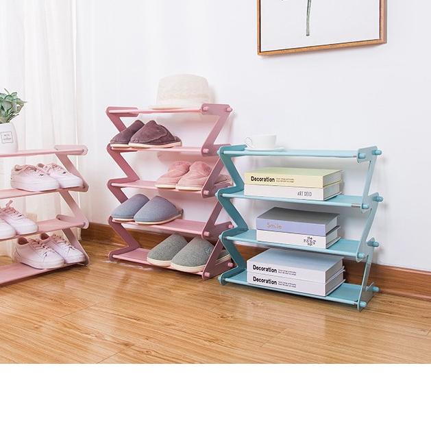 Zizag Shoe Rack Cool Simple Foldable Shoe Rack 4-tier Aesthetic Shoe ...