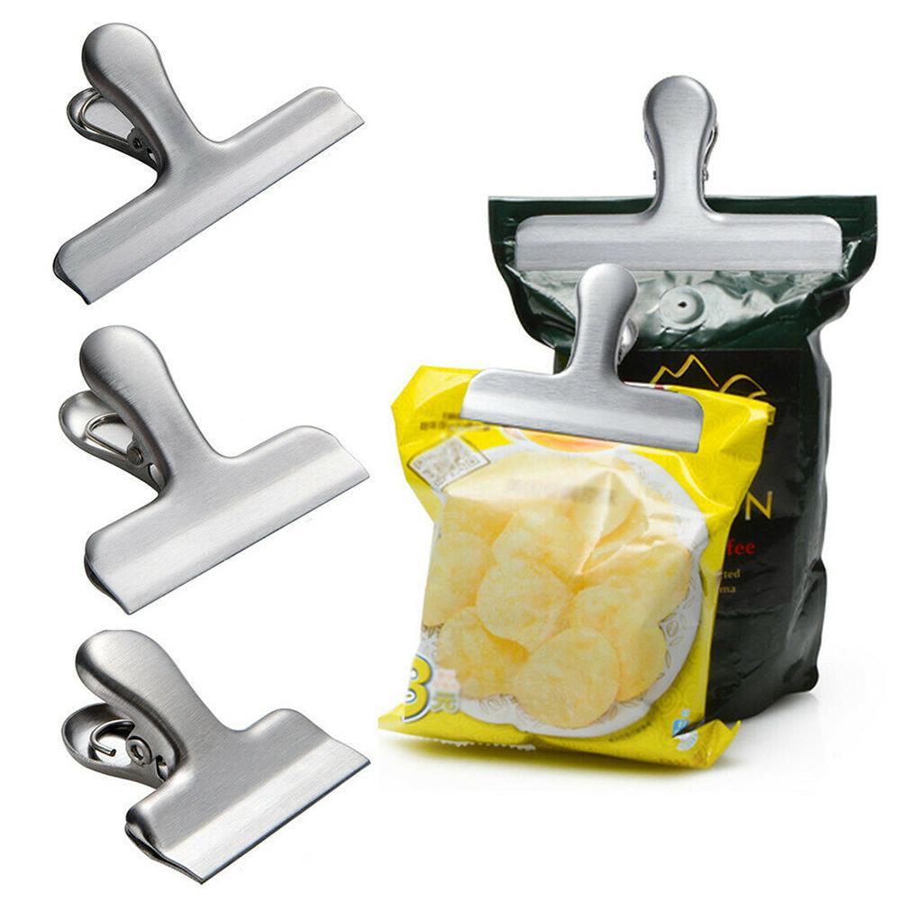 5pcs Food Storage Chip Stainless Steel Chip Bag Clips Seal Grip Food ...