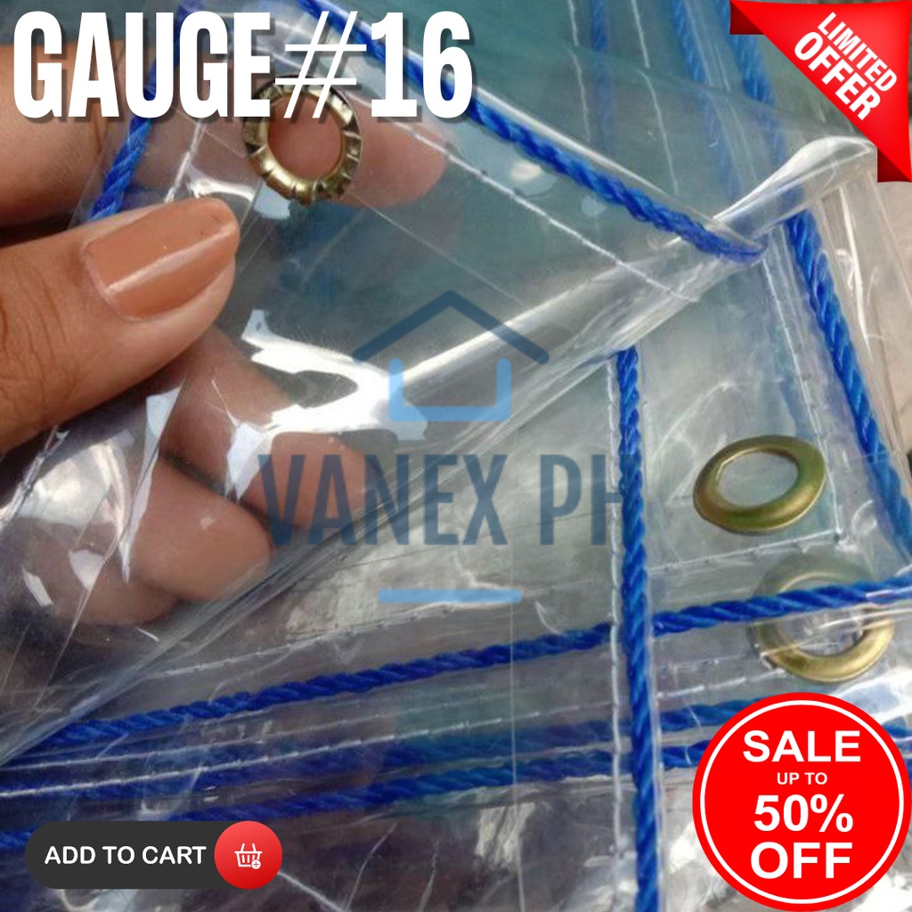 w/Freerope 8X8Feet #16 Clear Transparent Plastic Trapal Waterproof For ...