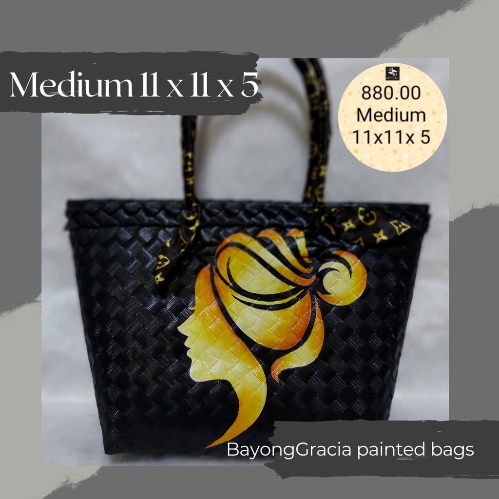 Hand Painted Bayong Bag Golden Yellow Girl | Shopee Philippines