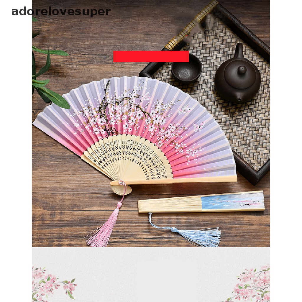 AD1PH Chinese Style Fan Pattern Folding Folding Hand Held Flower Fan ...