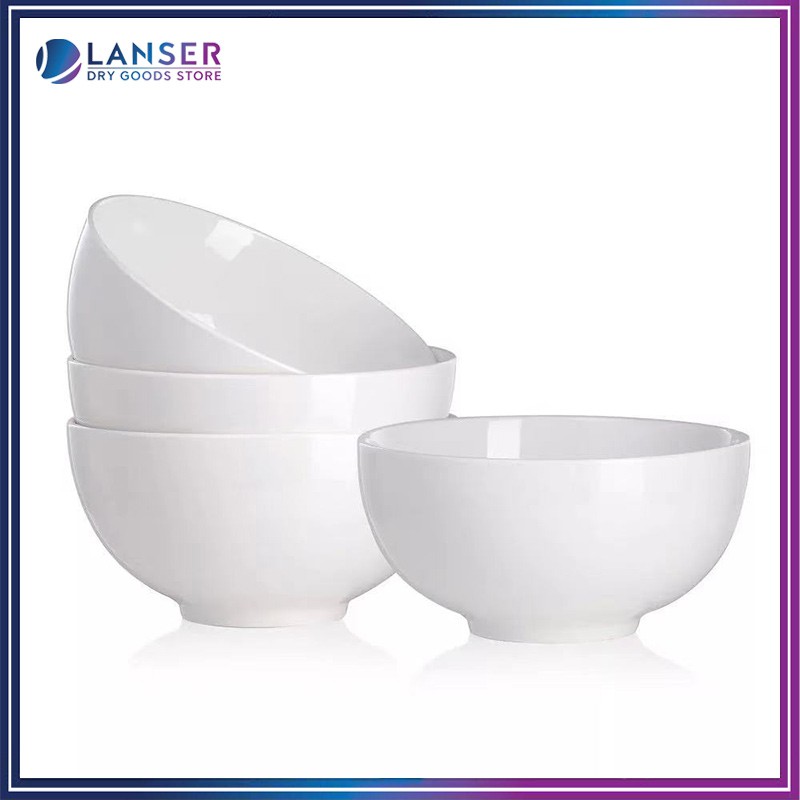 【LS】white ceramic bowl Universal white bowl for home life Rice bowl ...