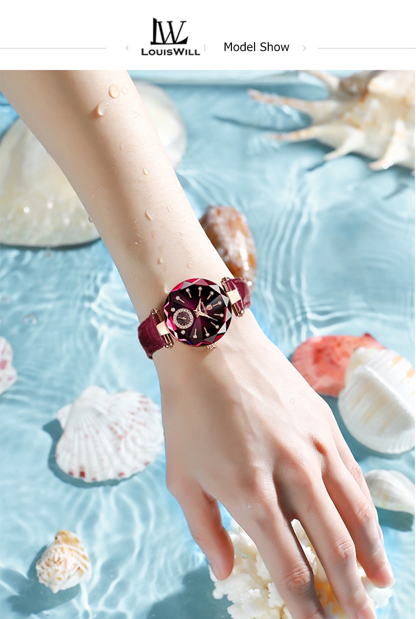 LouisWill Women's Fashion Watches Gradient Two And A Half Needle Watch ...