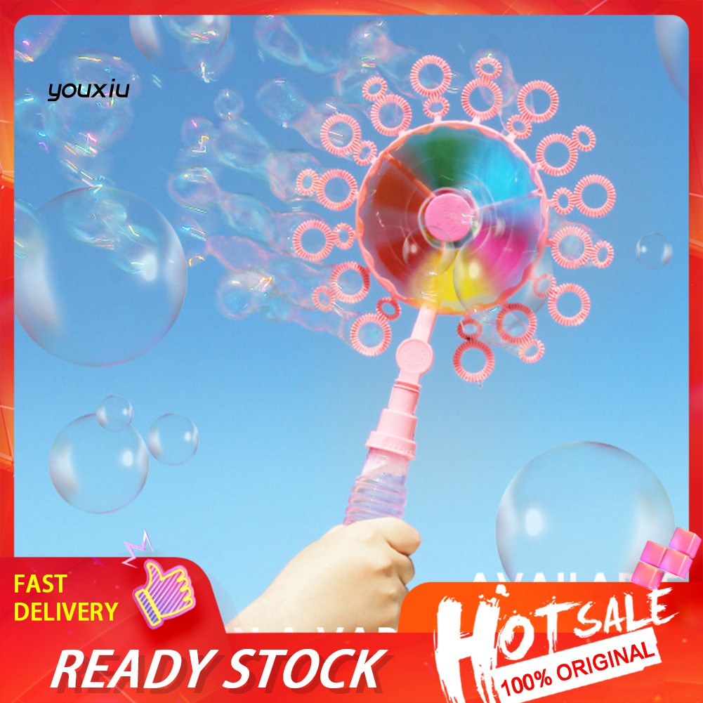 QY Kid Handheld Windmill Manual Bubble Blowing Wand Stick Children ...