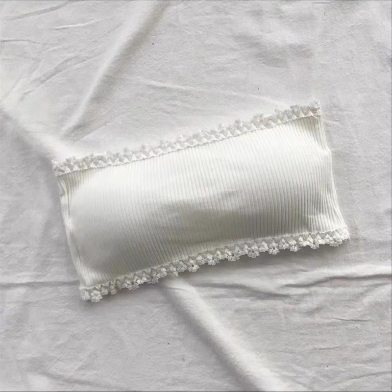 Rear Three-Breasted Thread Strapless Tube bra Solid Color Underwear ...