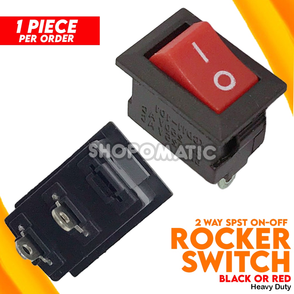 🟧 2 WAY ROCKER SWITCH SPST ON-OFF 2 PIN BLACK/RED PER PIECE SALE!!! 🟧 ...
