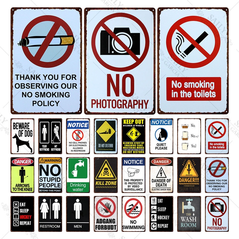 Warning Slogan No Smoking Vintage Home Decor Metal Tin Sign Barpubhotel ...