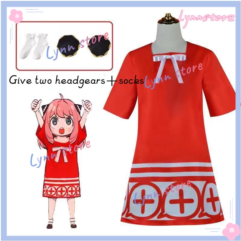 Anime Anya Forger Cosplay Costume SPY X FAMILY Red Dress Uniform Wig ...