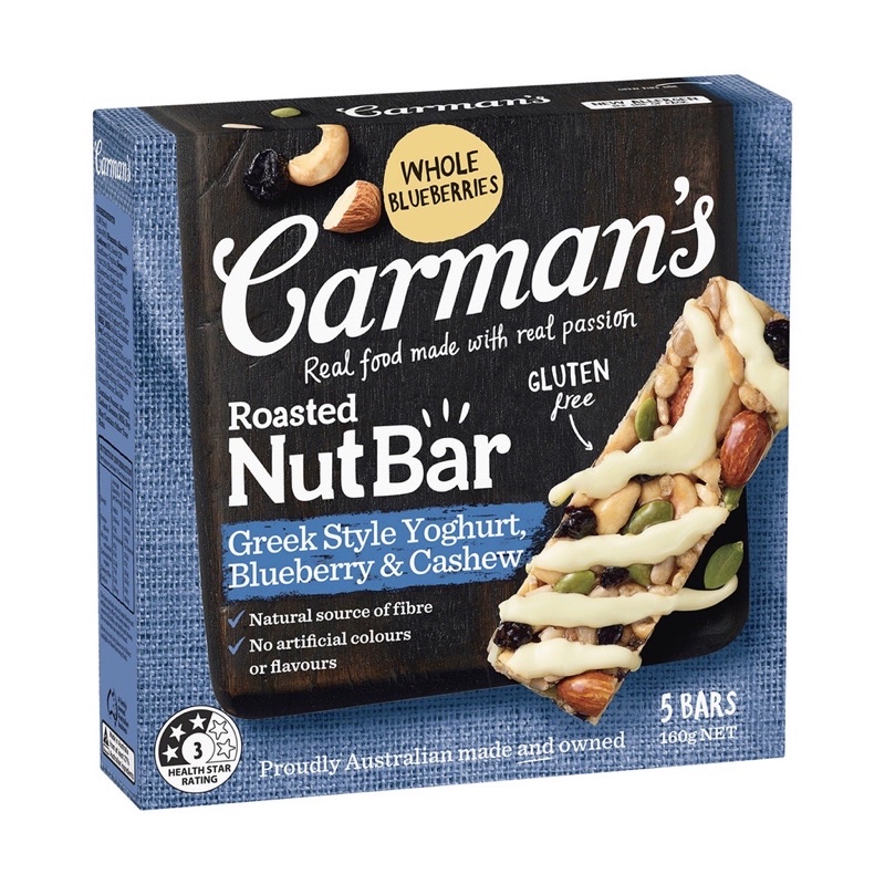 Carman's Nut Bars, 5 bars 160g / Protein Bars, 5 bars 200g | Shopee ...