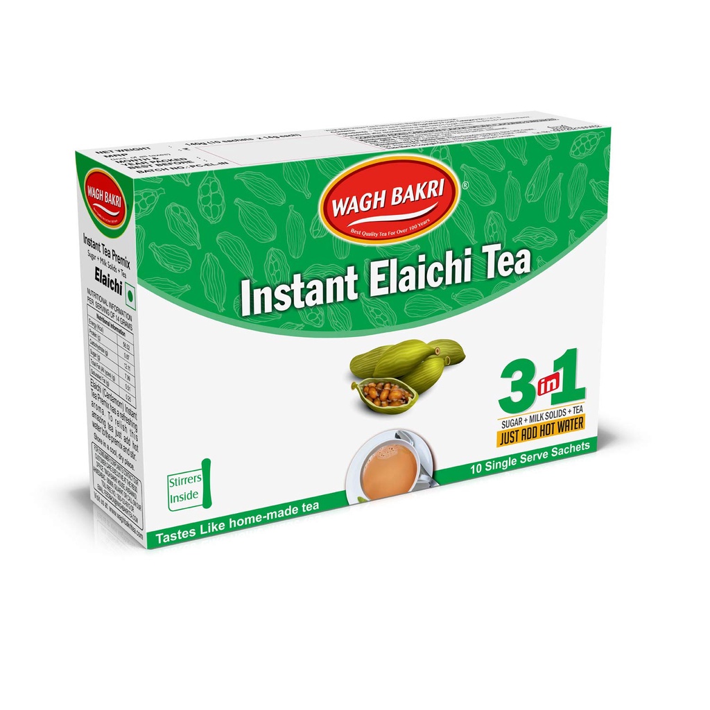 Wagh Bakri Instant Elaichi (Cardamon) Tea 3 in 1 10 Sachets 140g (India ...