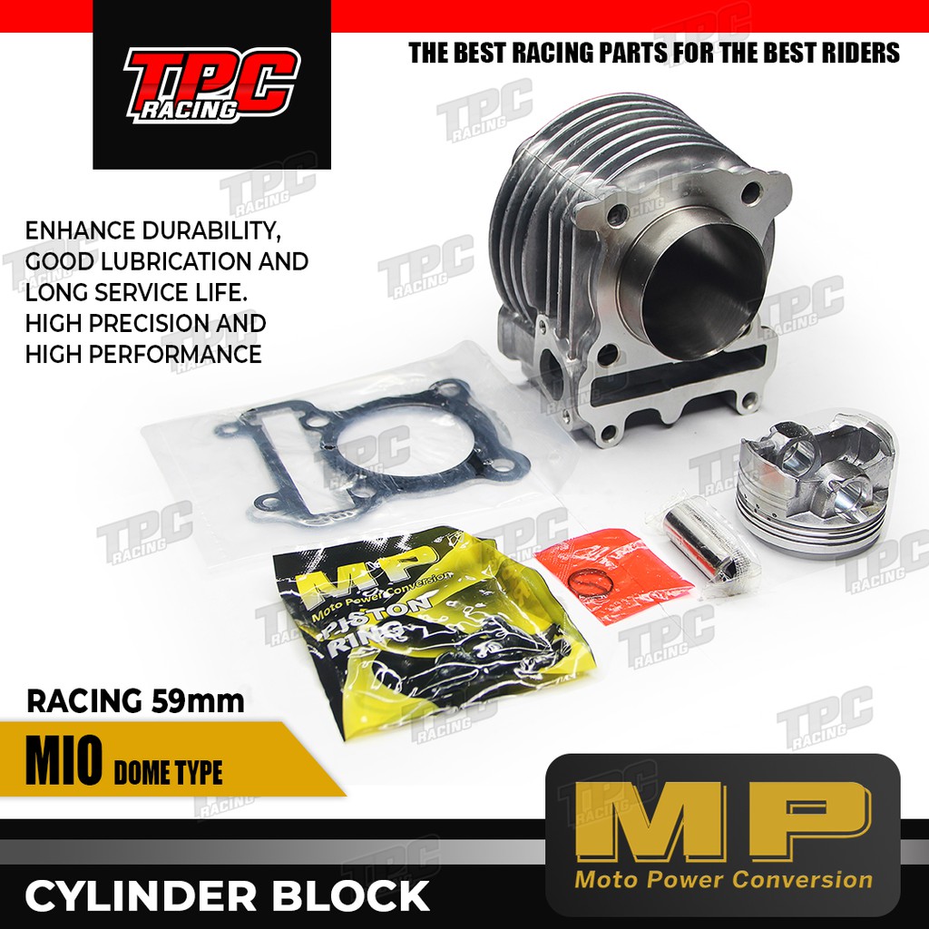 TPC MP CYLINDER BLOCK (STEEL) MIO/NOUVO 59MM RACING DOME | Shopee ...