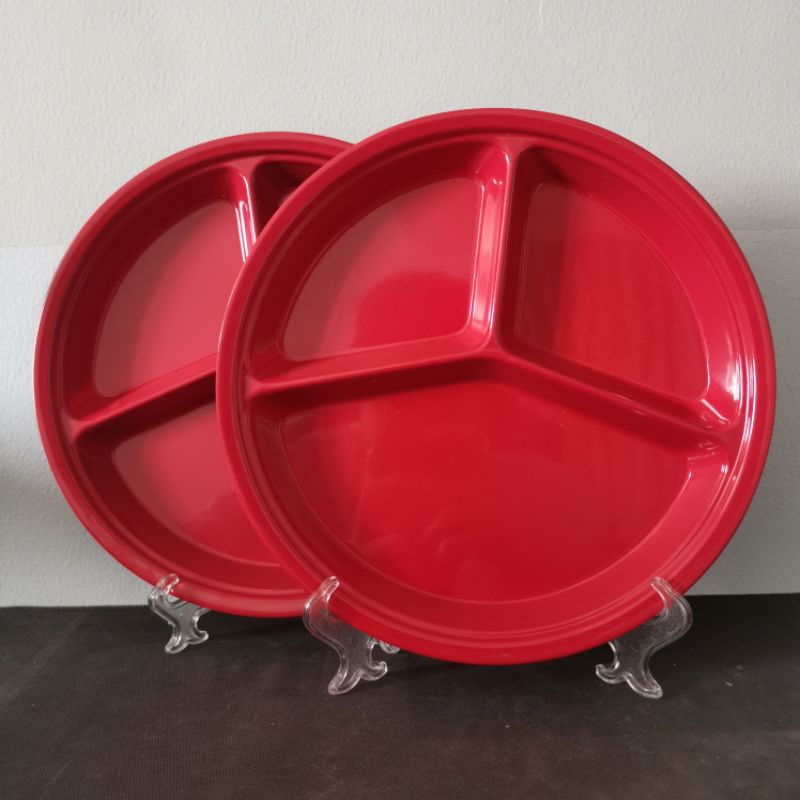 Black & Red Melamine Divider/Partition Dinner Plate | Shopee Philippines