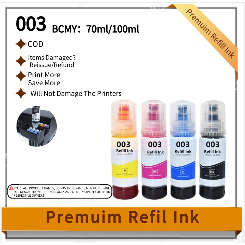 Epson Refill ink 003 Black Refill Ink Dye ink for L3110 L3150 L3180 L ...