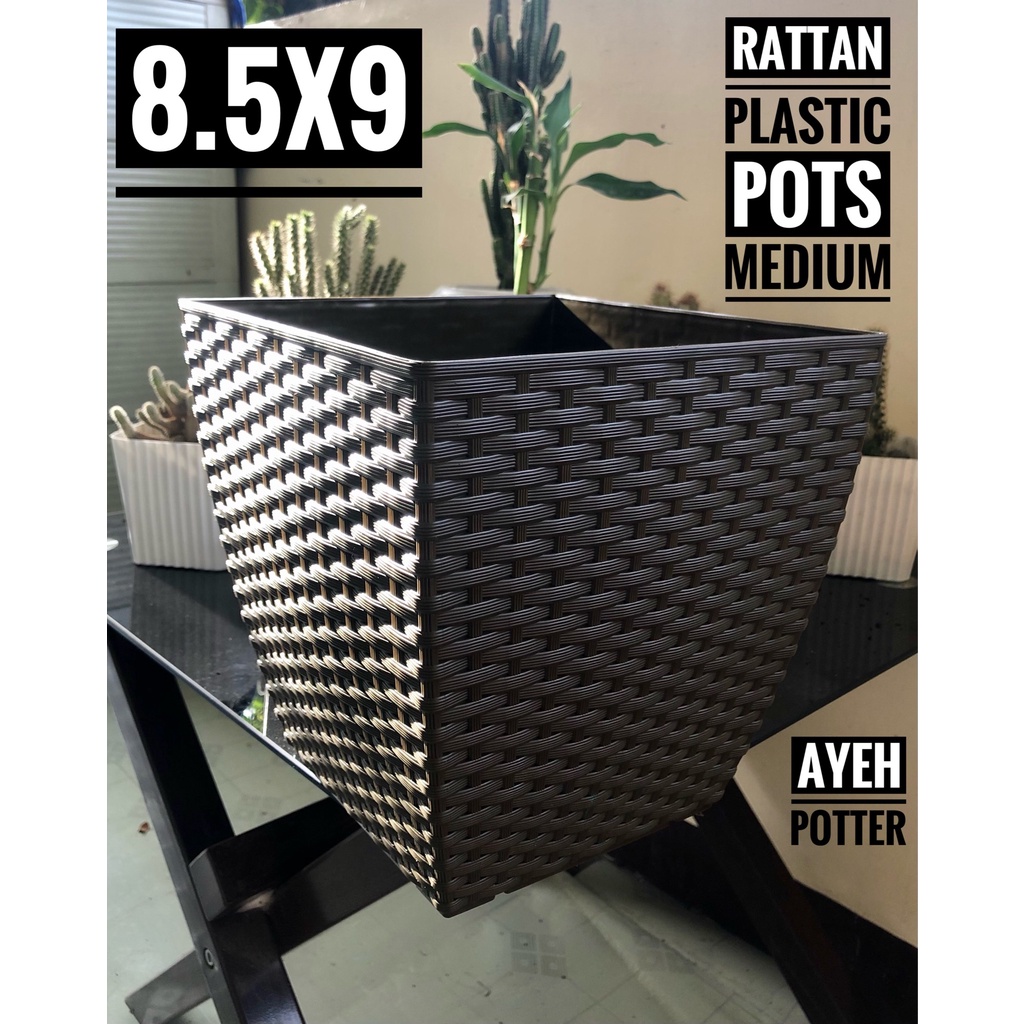 Rattan Square Pots - Medium ( Buy 1 Get 1 ) | Shopee Philippines