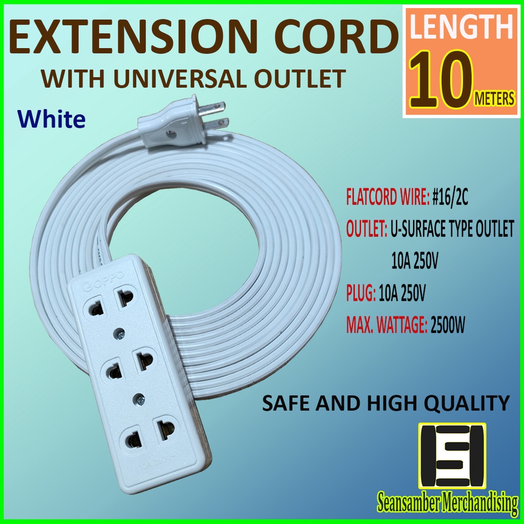 10 METERS Extension Cord with 3Gang Universal Outlet | Shopee Philippines
