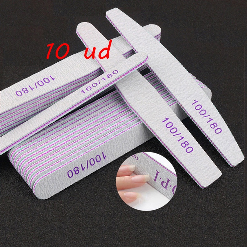 10 Pcs Nail File 100/180 Square/Coffin/Boomerang/Banana Professional ...